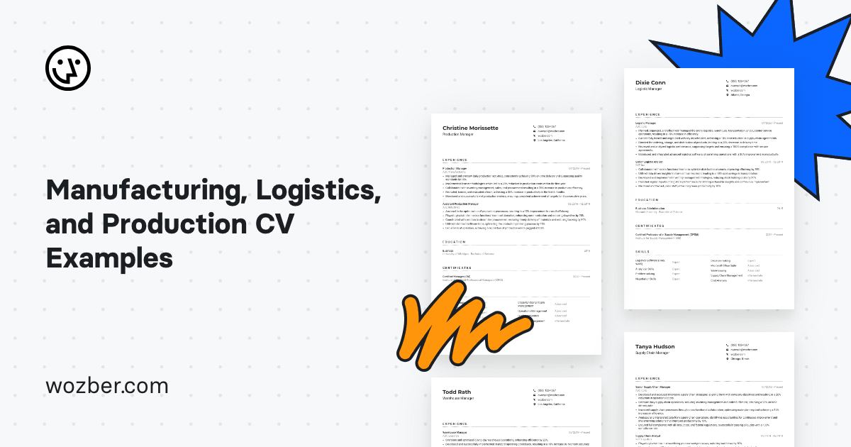 48 Manufacturing, Logistics, and Production CV Examples | Wozber