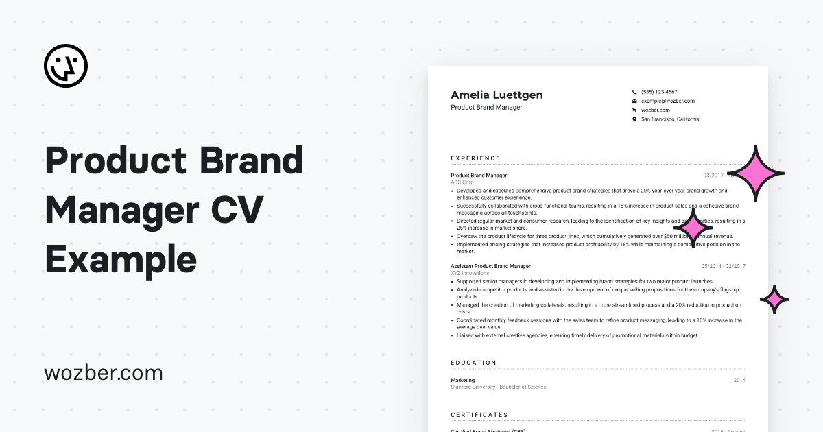Product Brand Manager CV Example