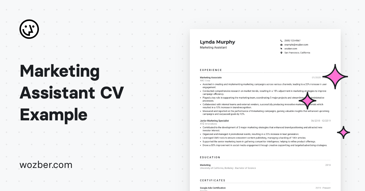 Marketing Assistant CV Example