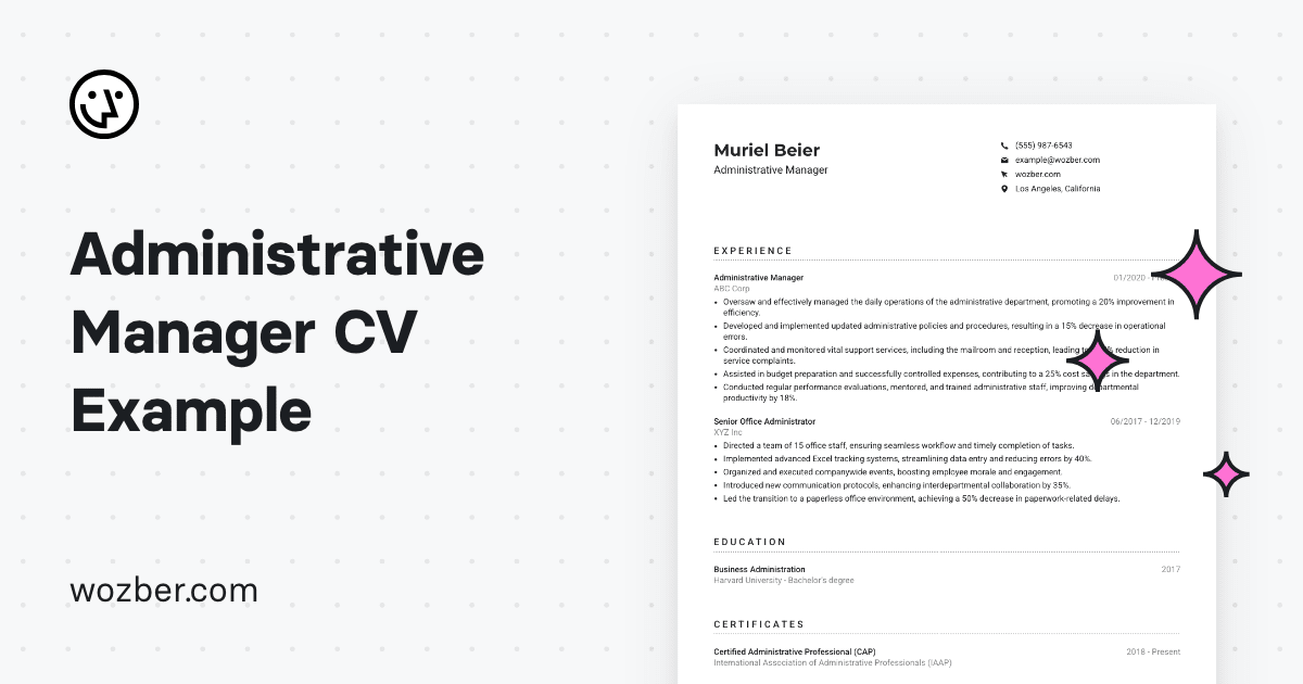 Administrative Manager CV Example