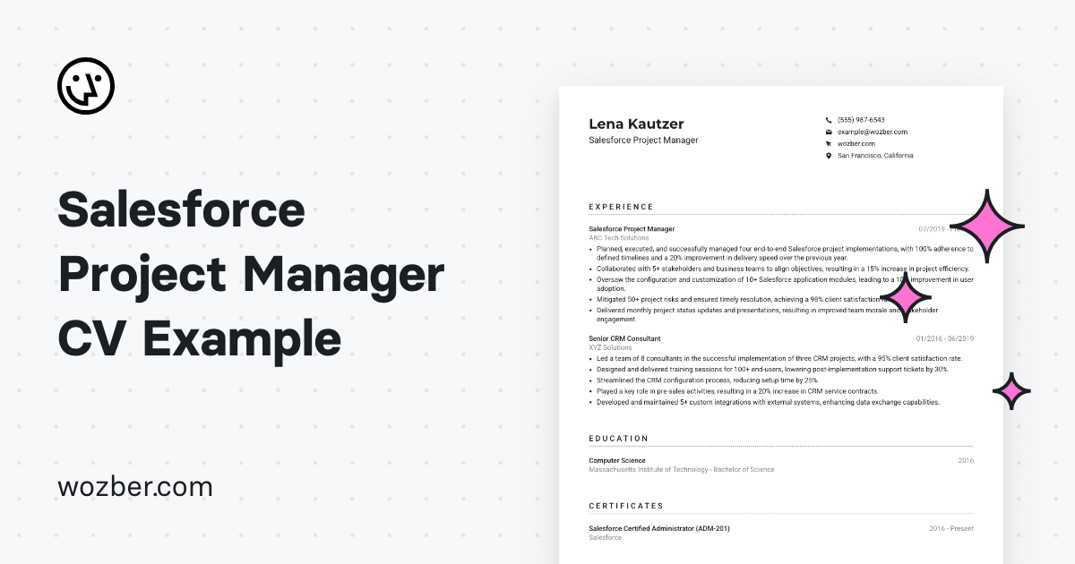 Salesforce Project Manager CV Example