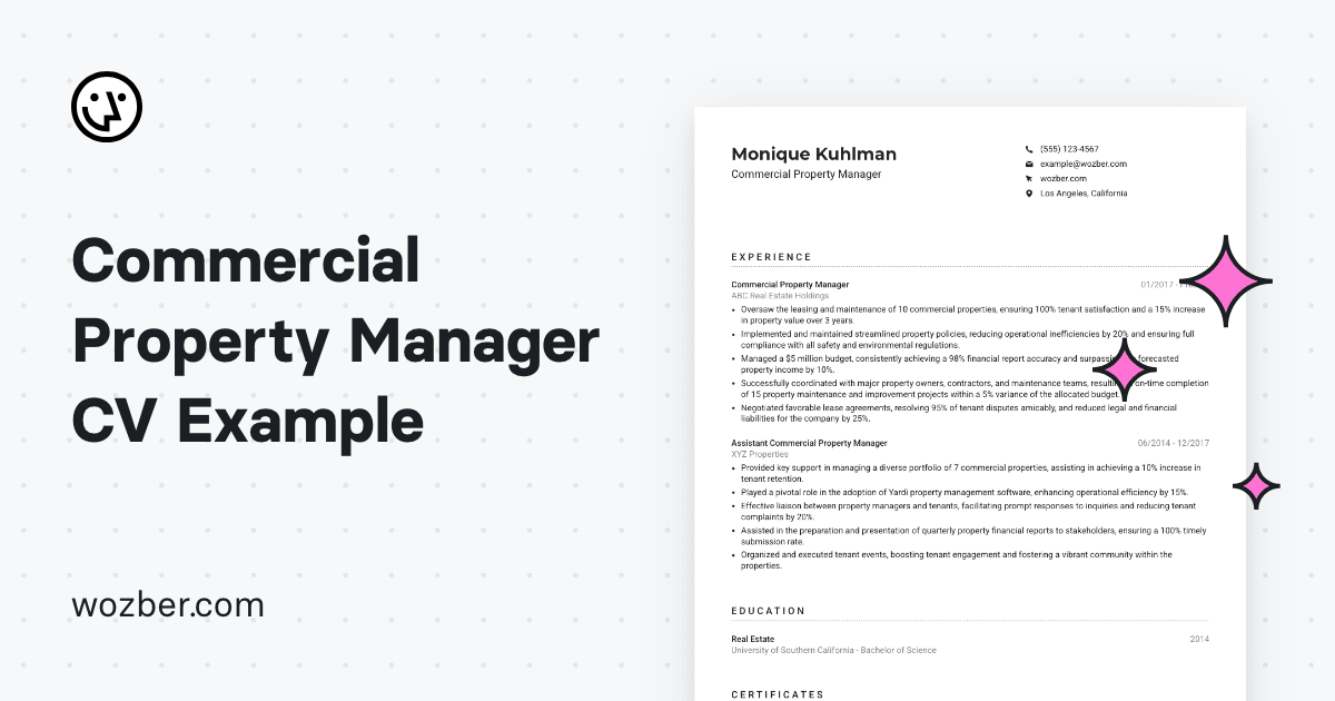 Commercial Property Manager CV Example