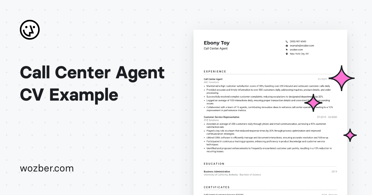 Call Center Agent CV Example