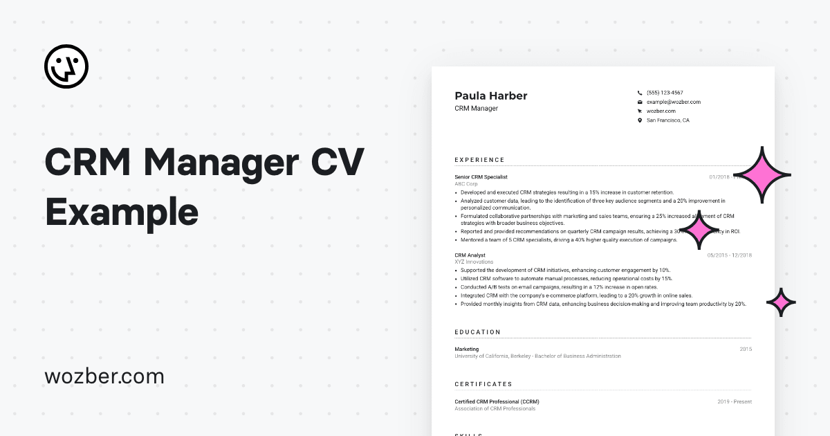 CRM Manager CV Example