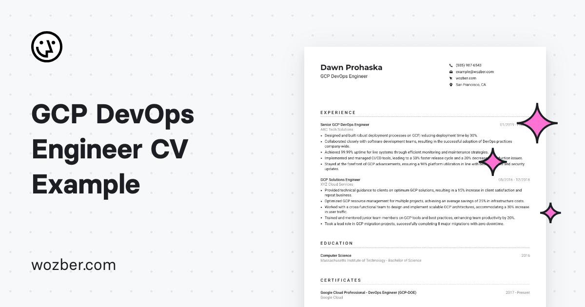 GCP DevOps Engineer CV Example