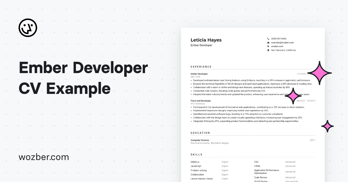 Ember Developer CV Example