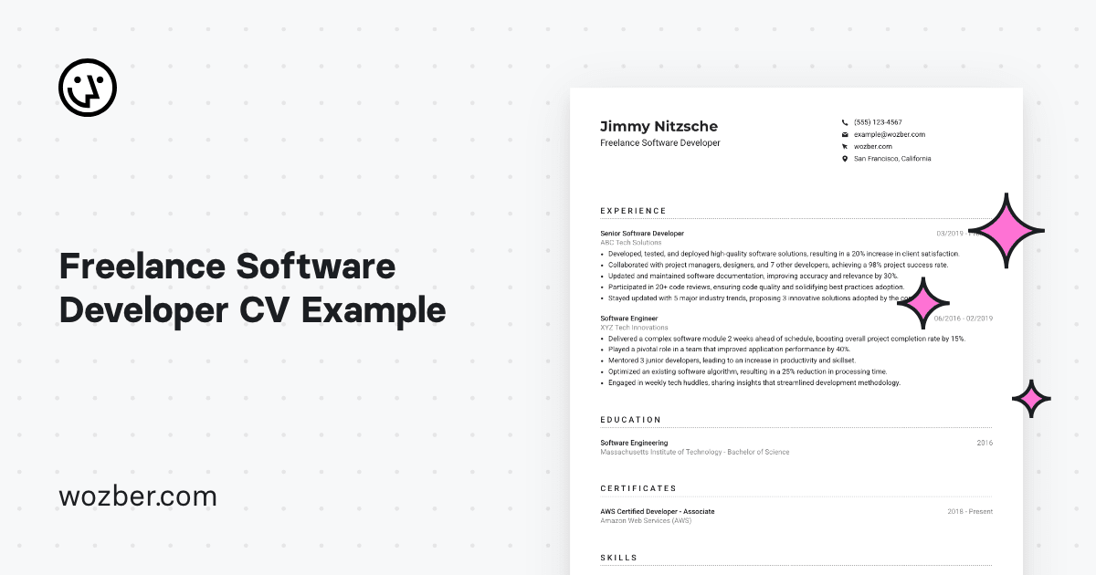 Freelance Software Developer CV Example