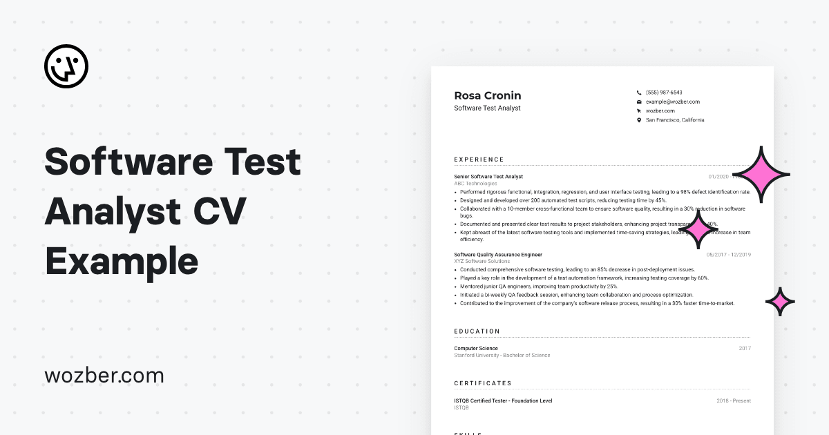 Software Test Analyst CV Example
