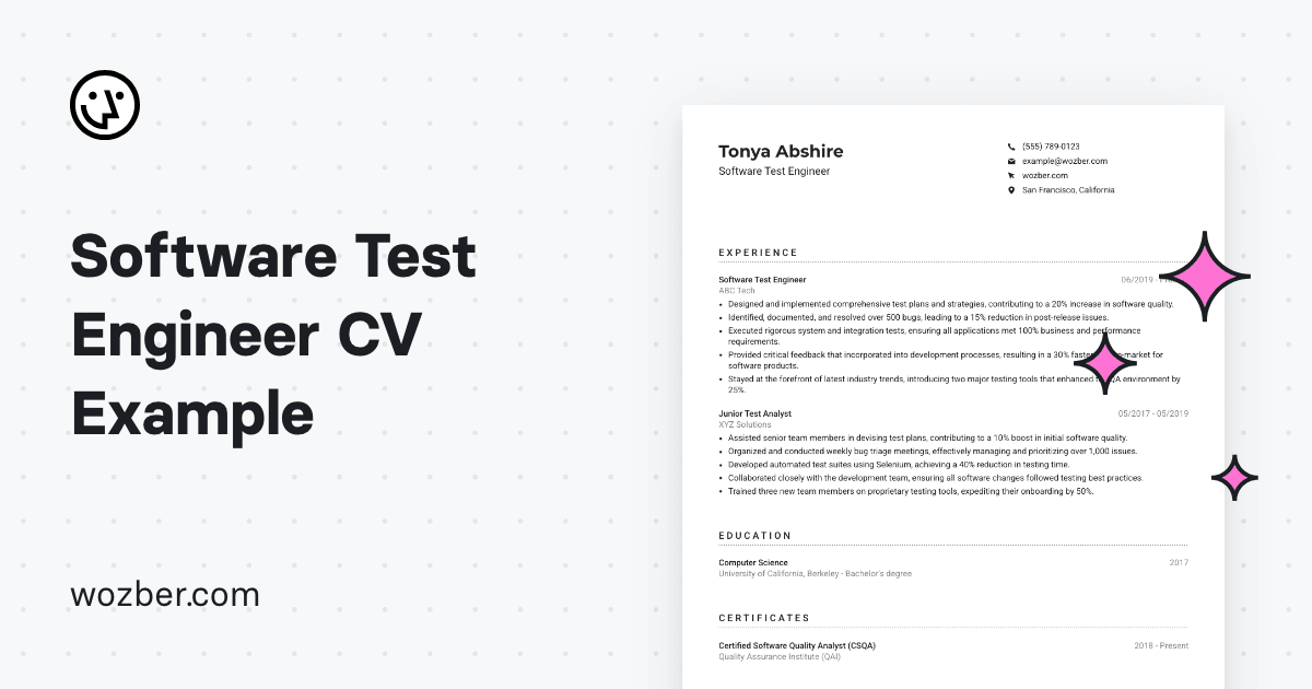 Software Test Engineer CV Example