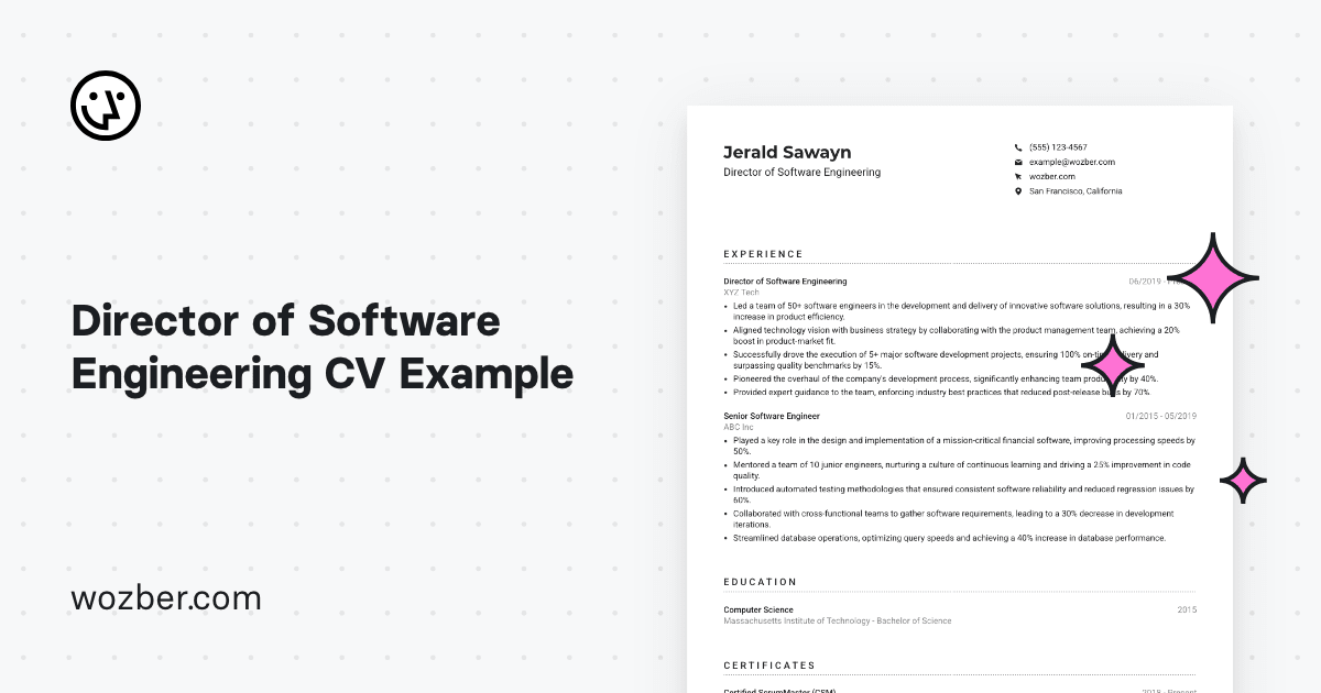 Director of Software Engineering CV Example