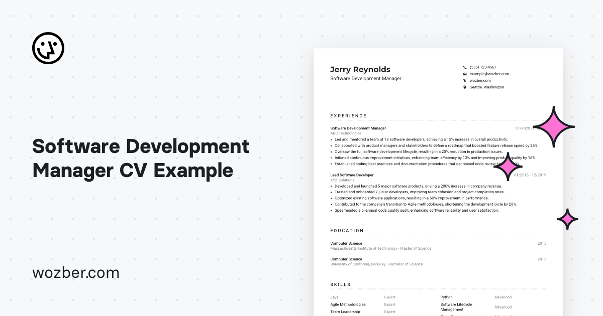 Software Development Manager CV Example