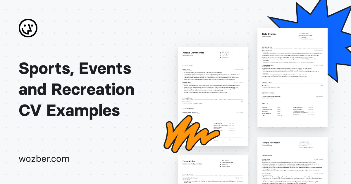 32 Sports, Events and Recreation CV Examples | Wozber