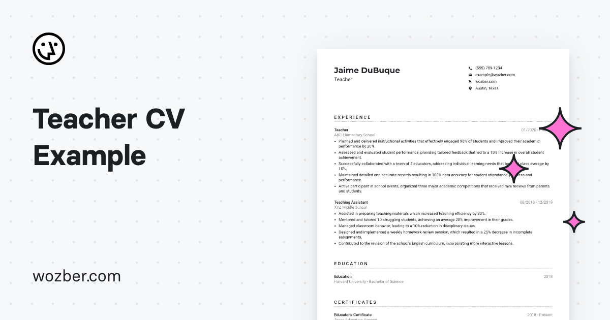 Teacher CV Example