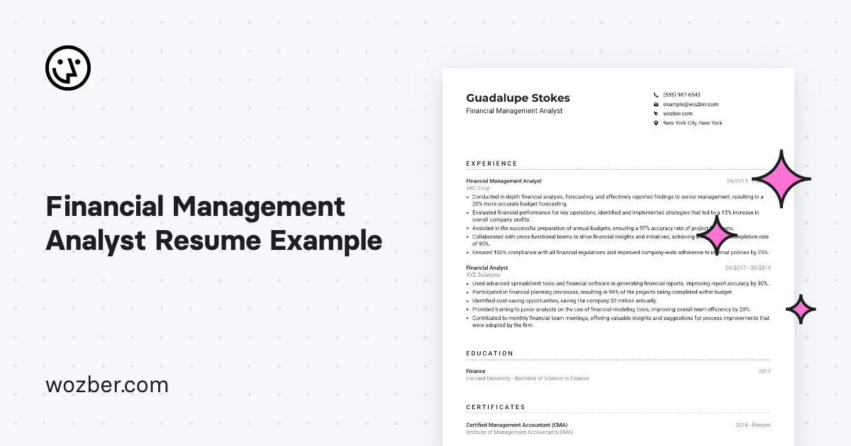Financial Management Analyst Resume Example