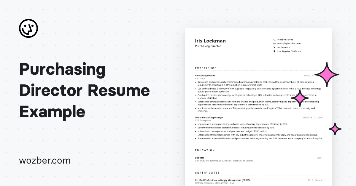 Purchasing Director Resume Example