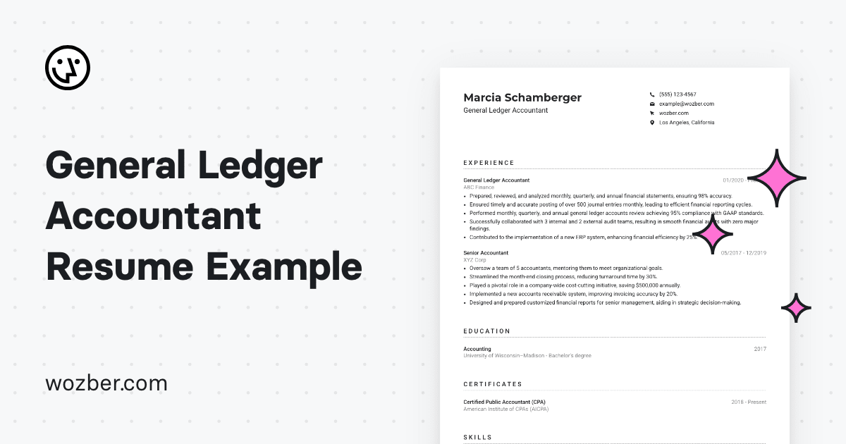 General Ledger Accountant Resume Example