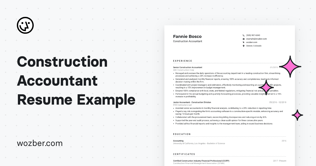 Construction Accountant Resume Example