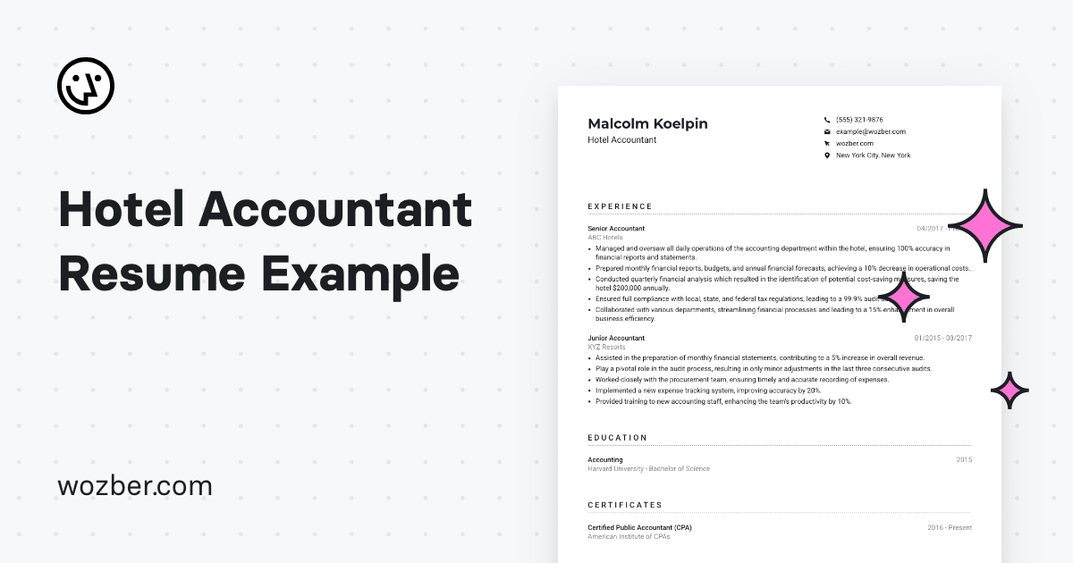 Hotel Accountant Resume Example