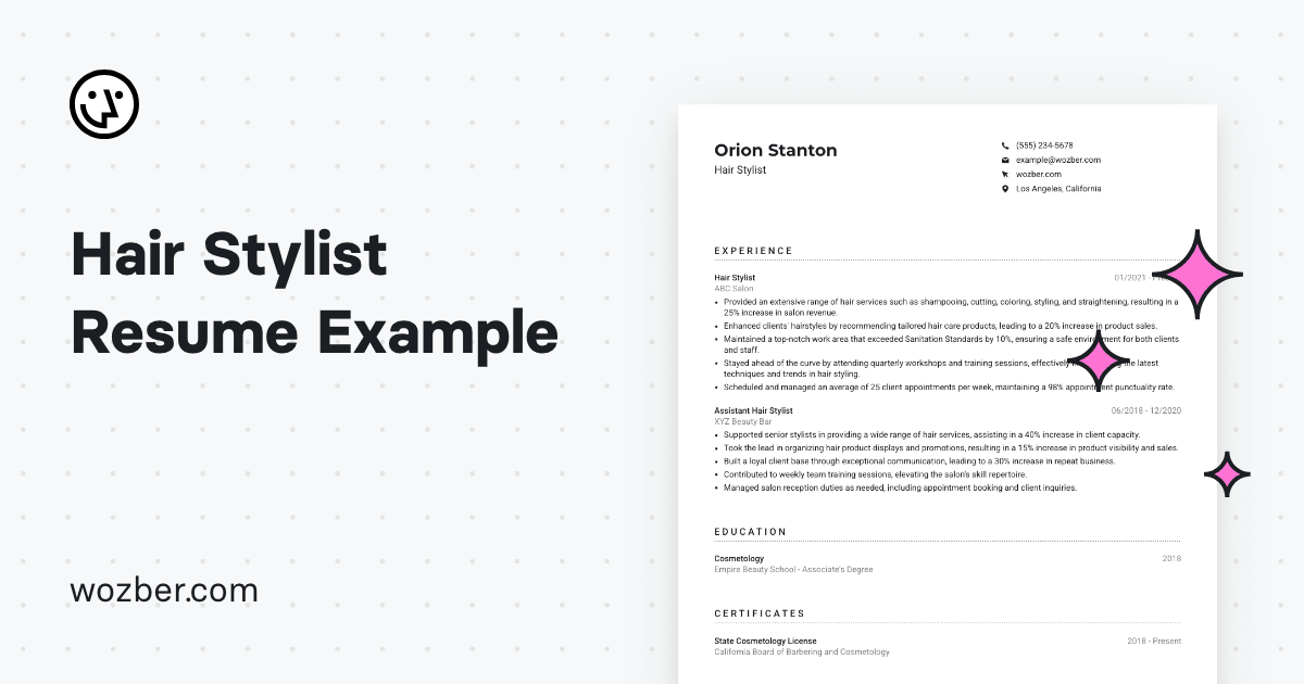 Hair Stylist CV Example