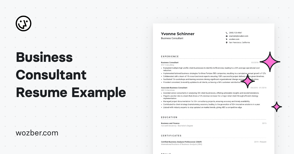 Business Consultant Resume Example