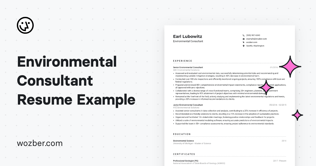 Environmental Consultant CV Example