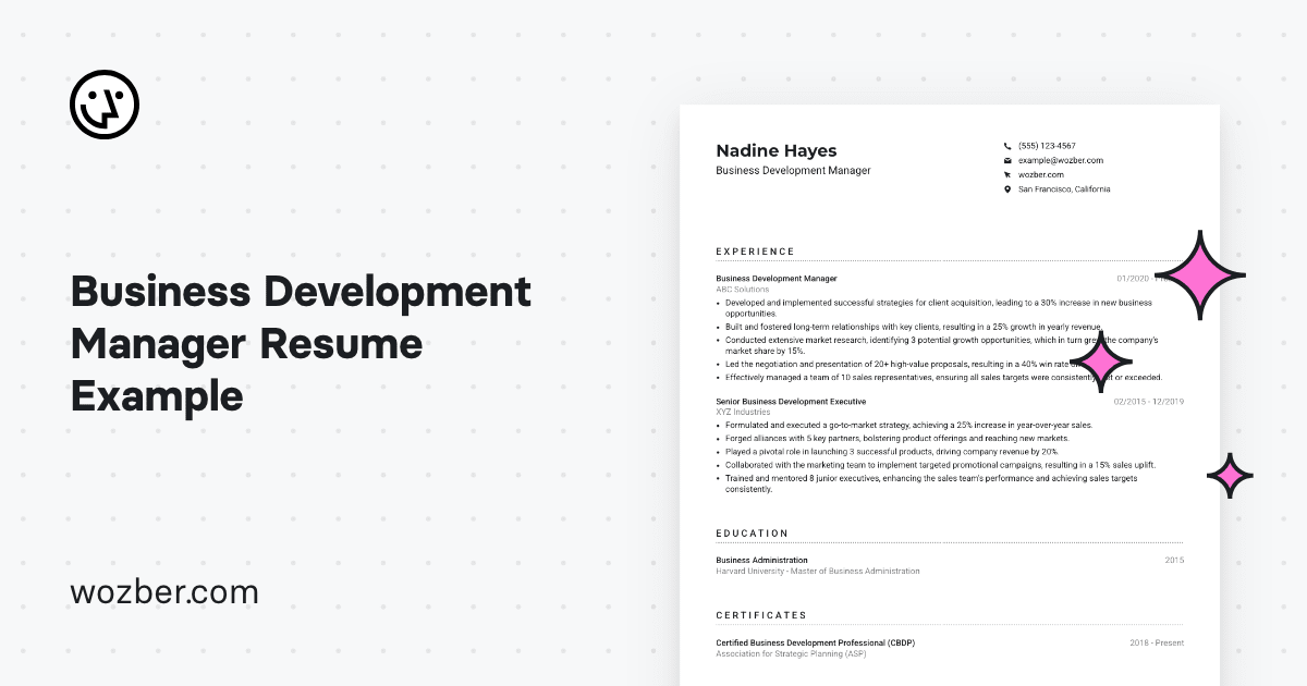 Business Development Manager CV Example