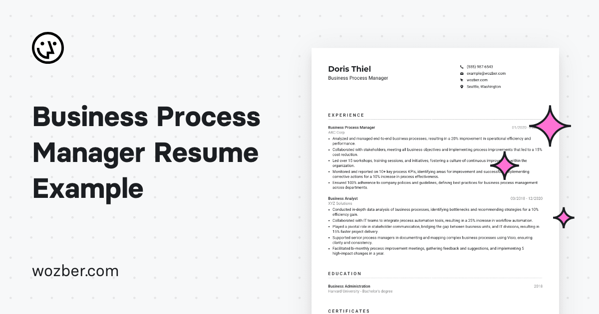Business Process Manager Resume Example
