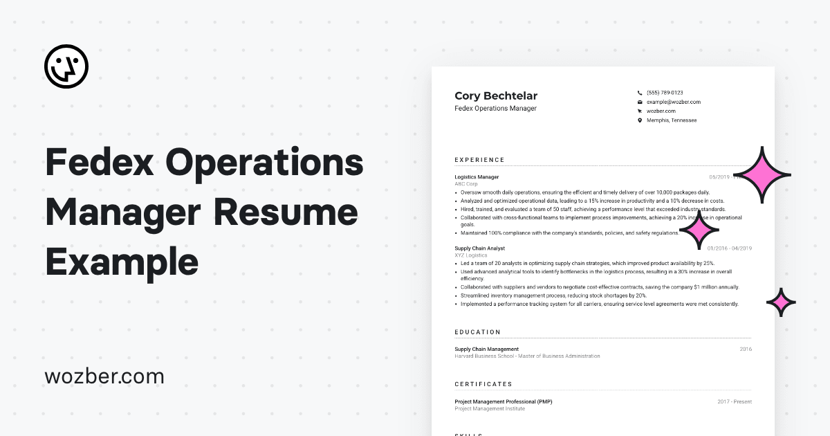Fedex Operations Manager CV Example