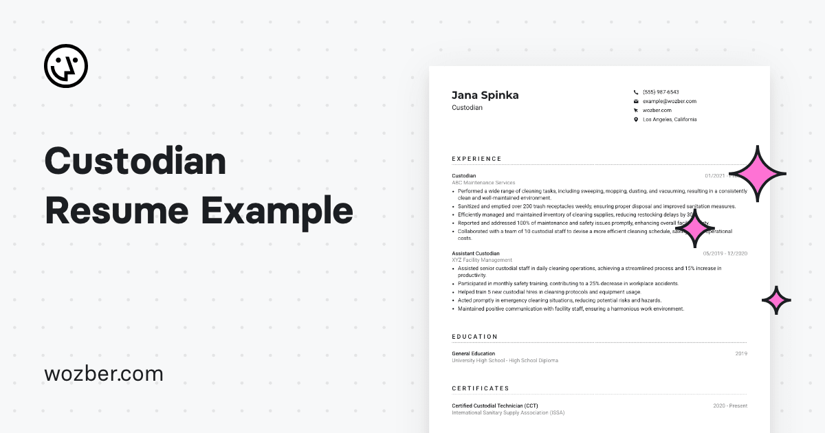 Custodian Resume Example