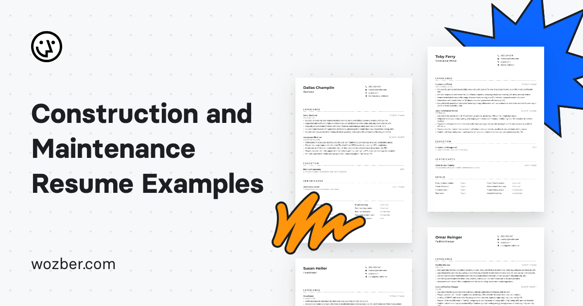 41 Construction and Maintenance Resume Examples | Wozber