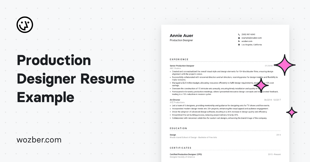 Production Designer Resume Example