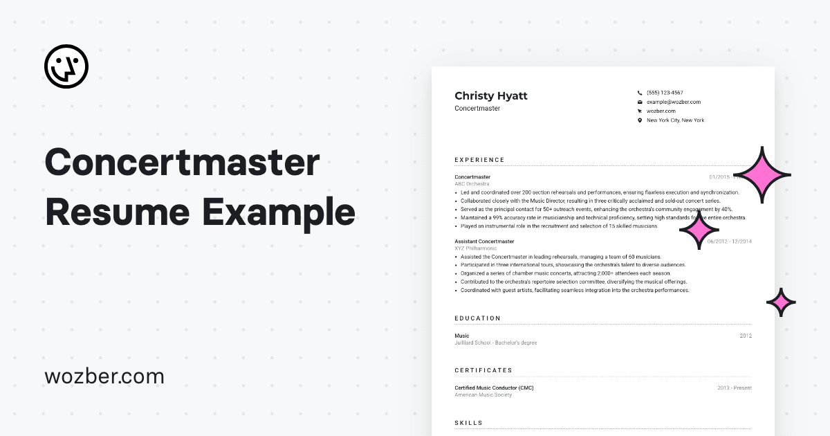 Concertmaster Resume Example