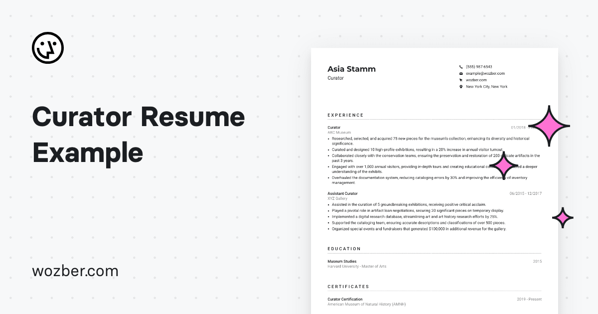 Curator Resume Example