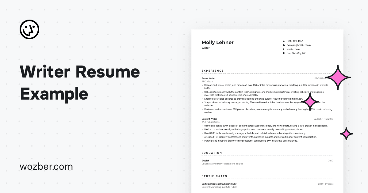 Writer Resume Example