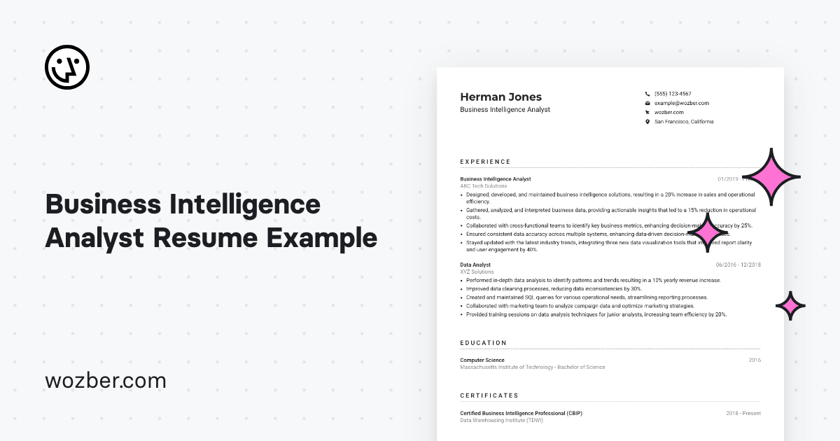 Business Intelligence Analyst CV Example