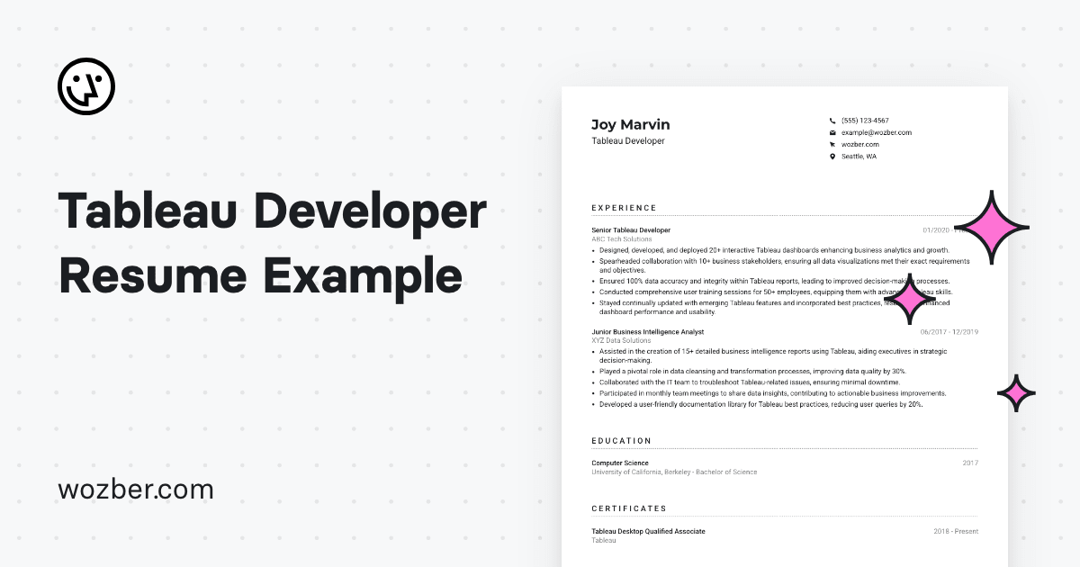 Tableau Developer Resume Example
