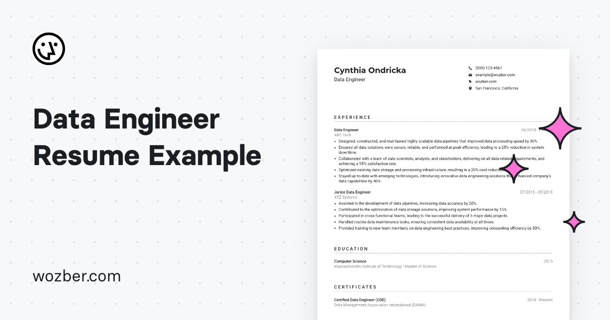 Data Engineer CV Example