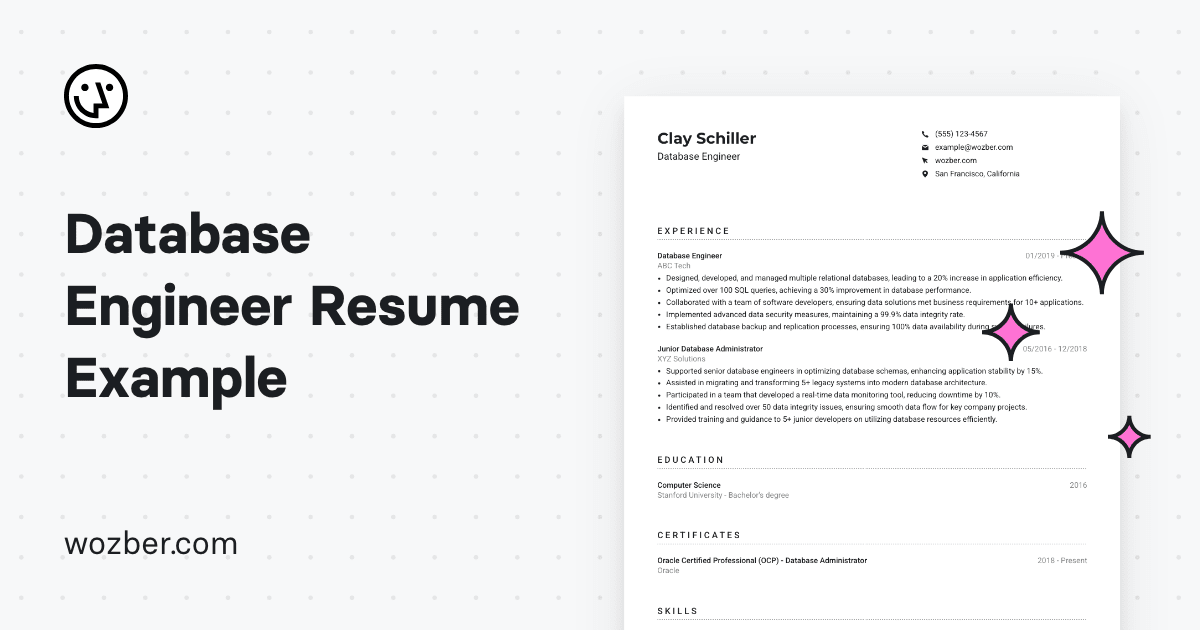 Database Engineer Resume Example