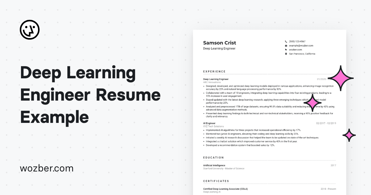 Deep Learning Engineer Resume Example