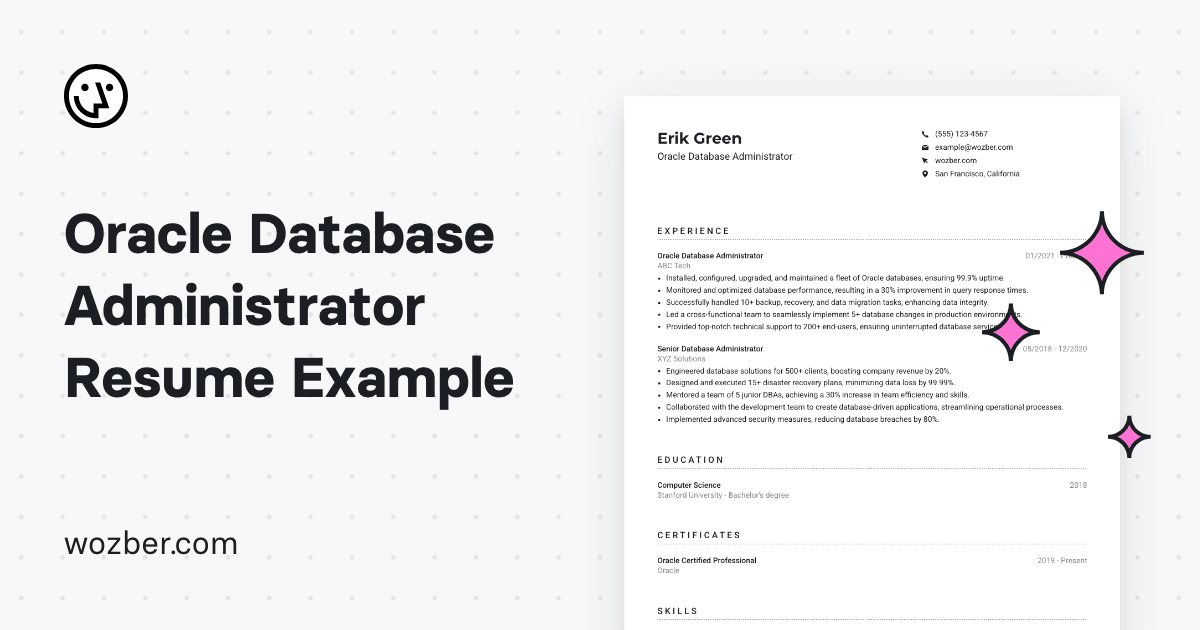 Oracle Database Administrator Resume Example