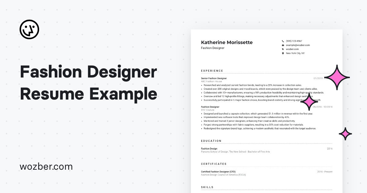 Fashion Designer Resume Example