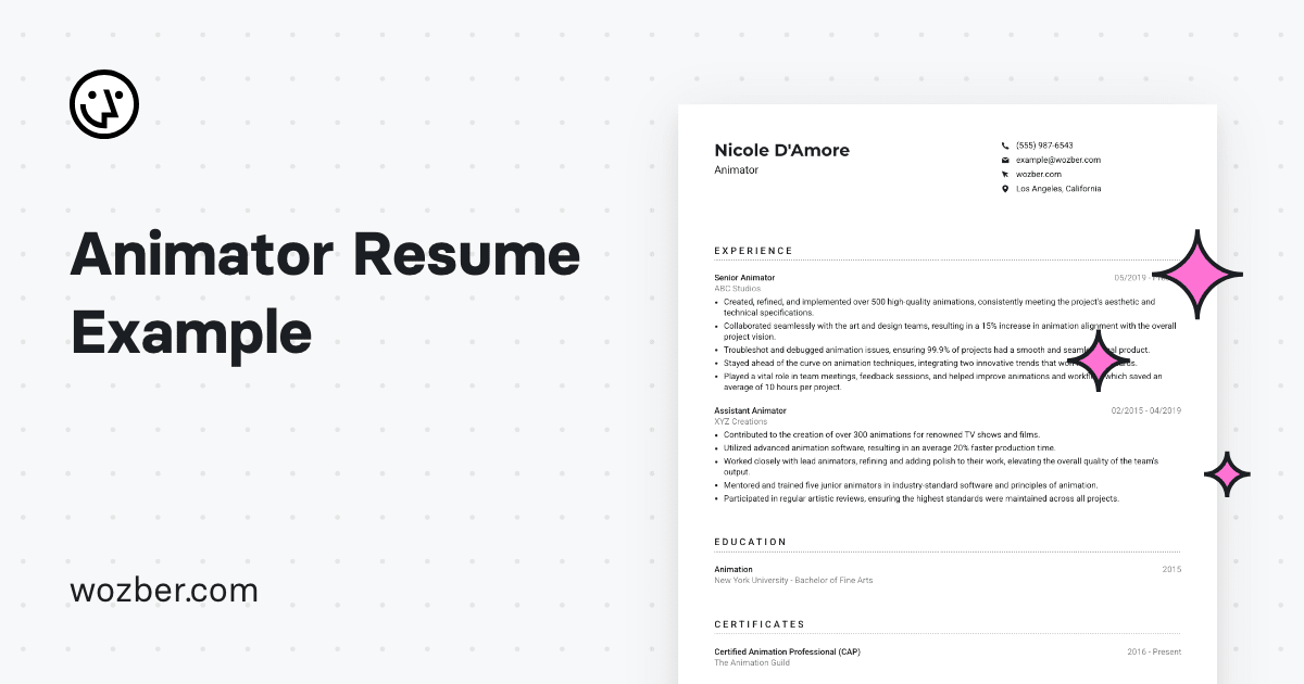 Animator Resume Example