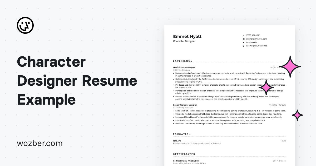 Character Designer CV Example