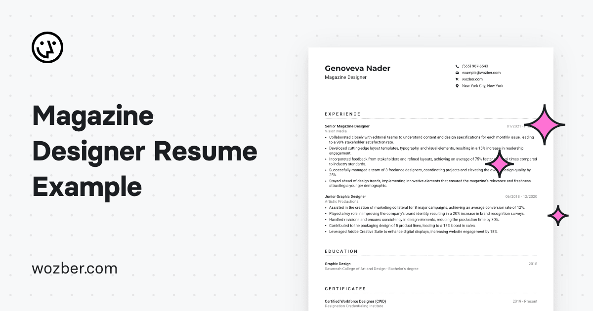 Magazine Designer Resume Example