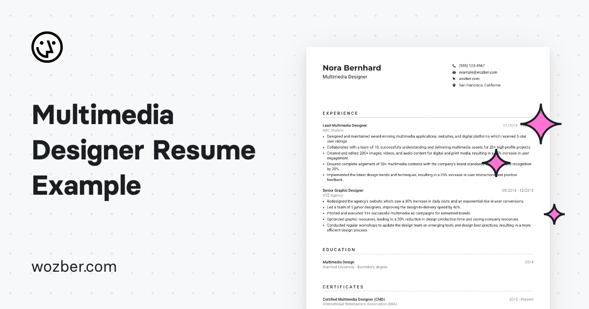 Multimedia Designer Resume Example
