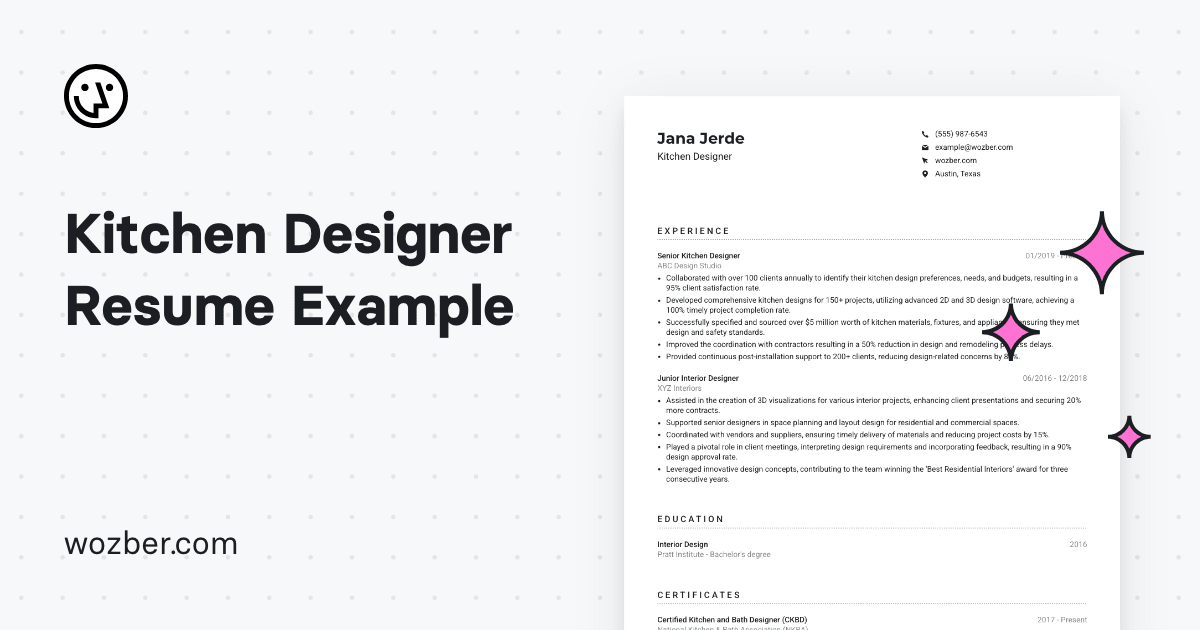Kitchen Designer Resume Example