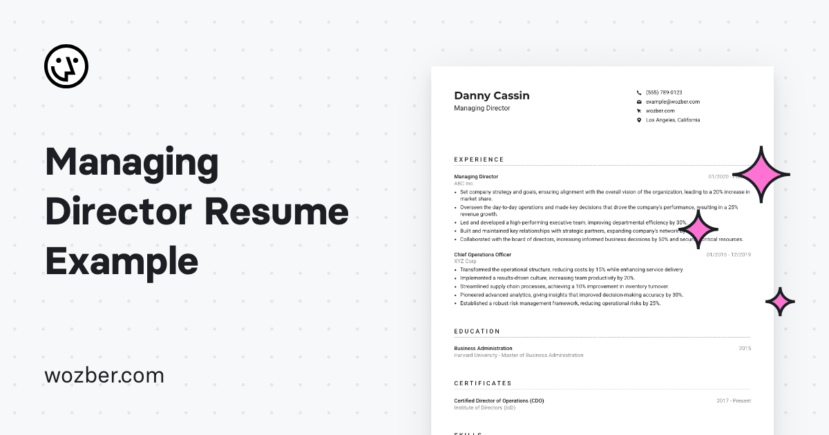 Managing Director Resume Example