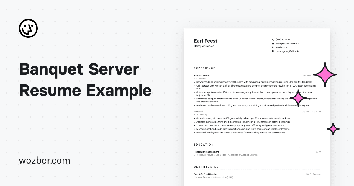 Banquet Server CV Example