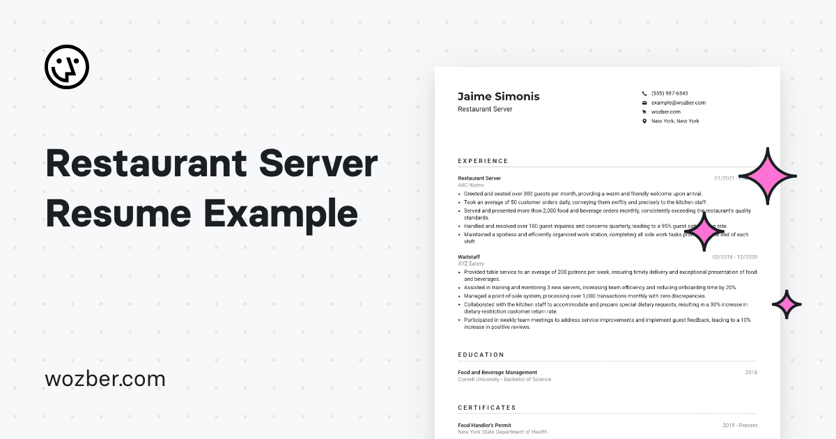 Restaurant Server Resume Example