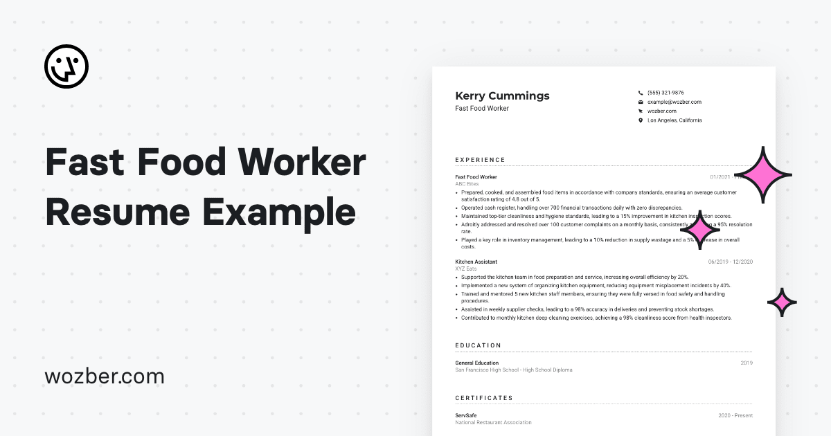 cook fast food resume
